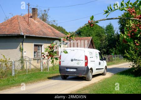 hungarian posta postal service mail delivery van rural countryside ...