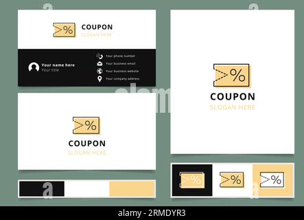 Coupon logo design with editable slogan. Branding book and business card template Stock Vector ...