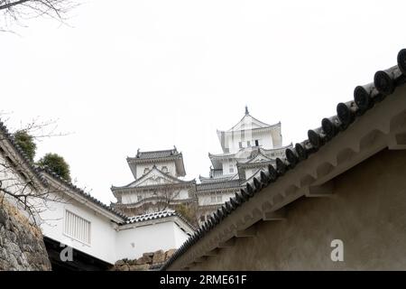 Himeji Castle with tree branch entering top frame Stock Photo - Alamy