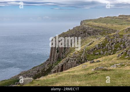 Fairhead Cliffs, Basalt columns and pasture, Northern Ireland, UK Stock ...