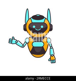 Robot presenting or welcoming gesture vector illustration. Cute robot ...
