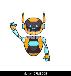 Robot character say Hi Hello vector illustration. Cute robot cartoon ...