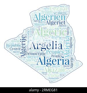 Algeria map in modern style with flag of Algeria on left side. Vector ...
