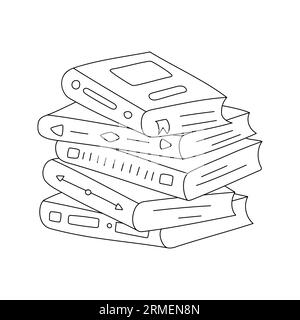 Stacked books textbooks black and white 2D line cartoon object Stock ...