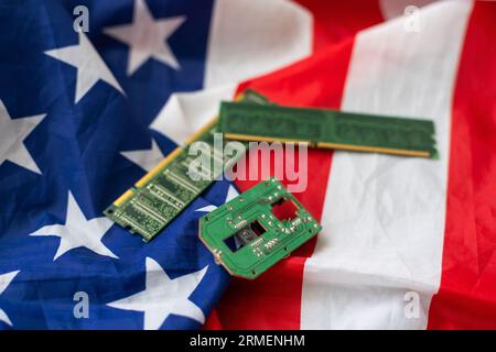 Circuit electric board, European Union flag on the board Stock Photo ...