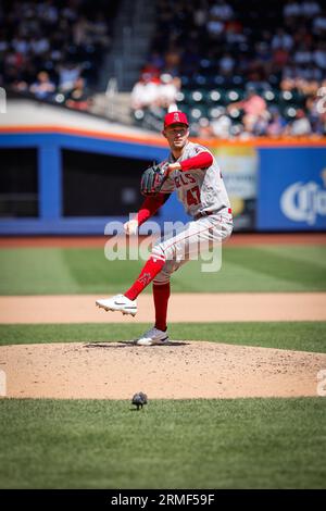 New York Mets' Griffin Canning pitches during the second inning of a ...