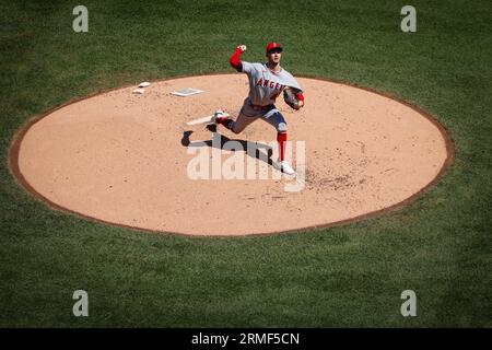 New York Mets pitcher Griffin Canning throws during the first inning of ...