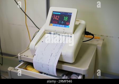 Cardiotocograph recording fetal heart rate and uterine contractions ...