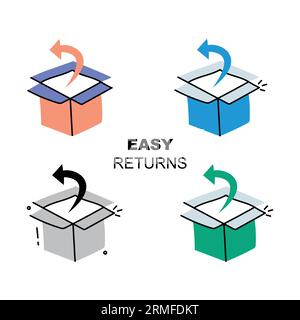 Easy returns icon, simple returns symbol, Hassle-free returns emblem ...