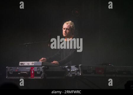 Taylor Skye of Jockstrap playing live at Green Man Festival in Wales ...