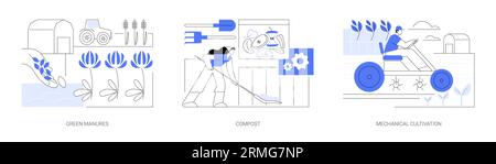 Organic farming methods isolated cartoon vector illustrations set ...