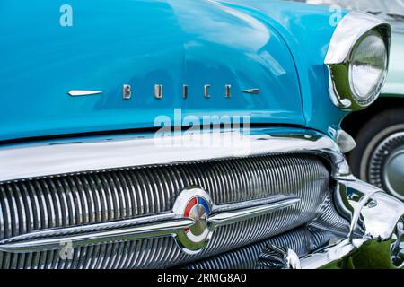 Buick Special 1957 in Blue Rear Badge Close up Stock Photo - Alamy