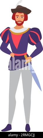 Medieval lord man. Middle ages lord, man in medieval clothing cartoon ...