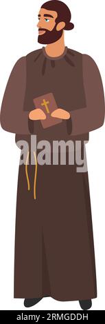 Medieval priest man. Monk in middle ages, monastery friar in medieval ...