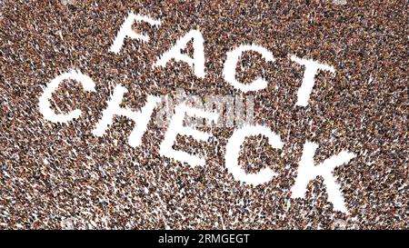Conceptual community of people forming the worsd FACT CHECK. 3d ...