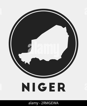 Niger Badge. Round logo of country with triangular mesh map and radial ...