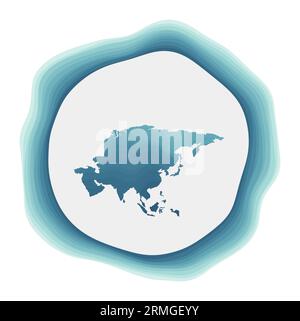 Asia round stamp. Round logo with continent map and title. Stylish ...