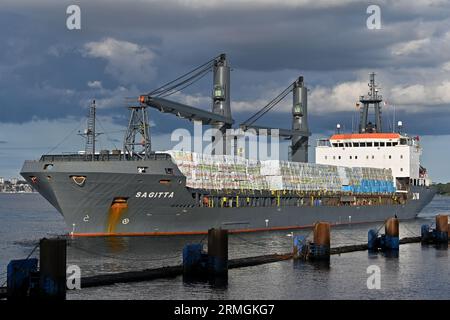 General Cargo Ship SAGITTA at the Kiel Canal locks Stock Photo - Alamy