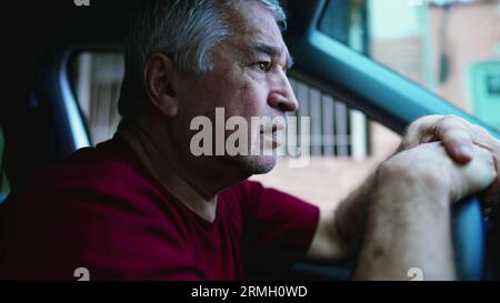Desperate senior man gazing upwards at sky asking for God's help during ...
