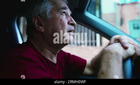 Desperate senior man gazing upwards at sky asking for God's help during ...