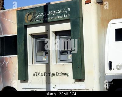 Cairo, Egypt, July 22 2023: A mobile banking vehicle, ATM and foreign ...