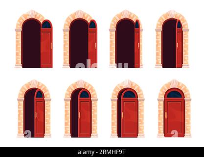 Door opening sequence, animation set vector illustration. Cartoon ...