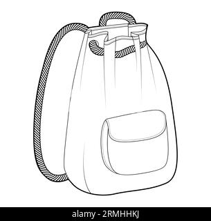 Drawstring bag for women vector mockup template technical drawing Stock ...