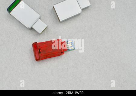 Closeup of an open USB stick revealing its internal circuitry for ...