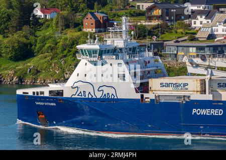 Container ship Samskip Kvitbjorn, Haugesund, Rogaland County, Norway ...