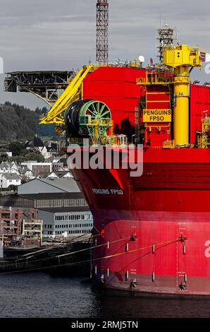 Oil rig construction, Risoy Island, Haugesund, Rogaland County, Norway ...