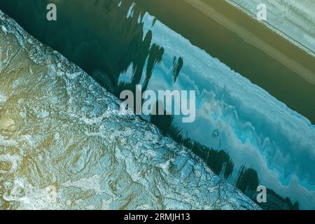 Water dam overflow as natural background, high angle view Stock Photo ...
