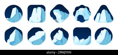 Frozen landscape with ice rocks. Cartoon background vector illustration ...