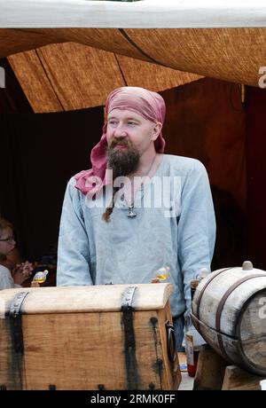 A stall selling traditional Viking alcoholic drink at the Trelleborg ...