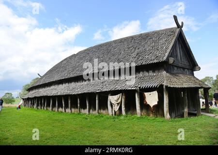 Reconstructed house, Trelleborg Museum of the Viking Age, Slagelse ...