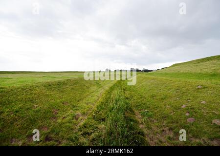 The ancient Viking ring castle, at the Trelleborg Museum. Trelleborg ...