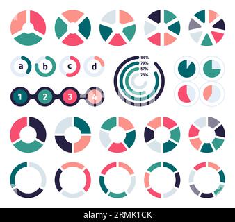 Set of ring pie charts with percentage value. Performance analysis in ...