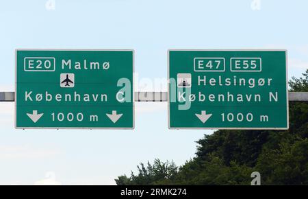 Driving on the Danish highway towards Copenhagen, Denmark Stock Photo ...