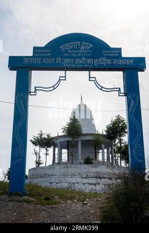 June 5th 2023, Tehri, India. Hillside Hindu temple devoted to Lord ...