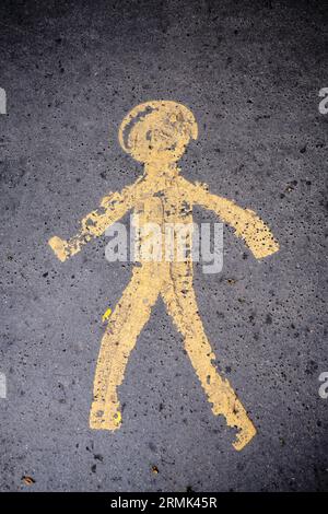 Painted Walking Pedestrian Figure on street in London England UK Stock ...