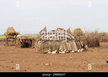straw Huts at the Daasanach tribe village, Omo Valley, Ethiopia, Africa ...