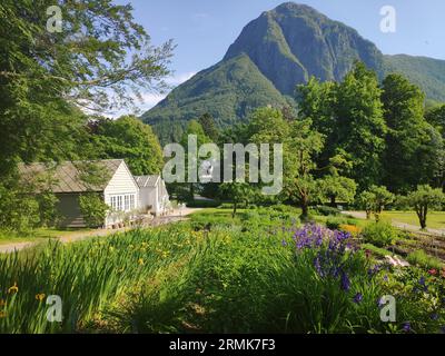 Rosendal Barony Park with Malmangermuten Mountain, Norway Stock Photo ...