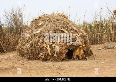 straw Huts at the Daasanach tribe village, Omo Valley, Ethiopia, Africa ...
