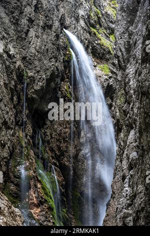 Waterfall, Hammersbach flows through Hoellentalklamm, near Garmisch ...