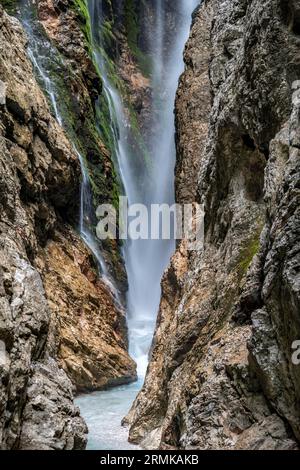 Waterfall, Hammersbach flows through Hoellentalklamm, near Garmisch ...