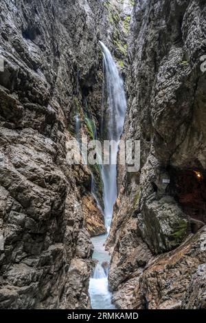 Waterfall, Hammersbach flows through Hoellentalklamm, near Garmisch ...