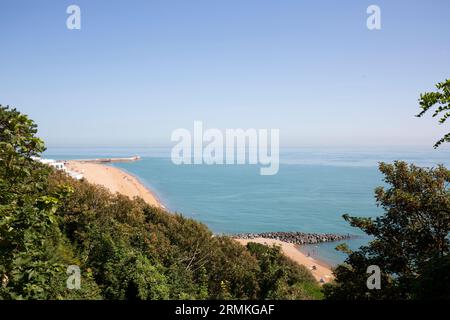 View from the Leas Folkestone of Mermaid Beach and the Harbour Arm Kent ...