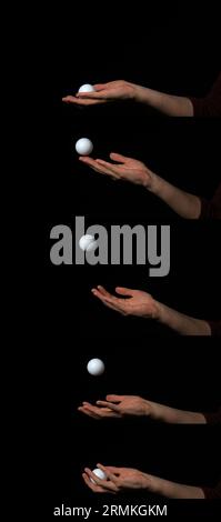 Hand of Woman Throwing a Ball of Golf against Black Background Stock ...