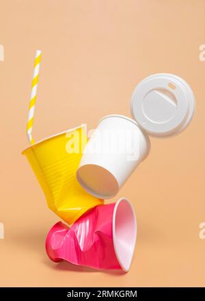 Arrangement non eco friendly plastic objects Stock Photo - Alamy