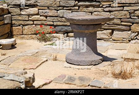 Ruins of the ancient city of Delos, Delos Island, Cyclades, Aegean Sea ...