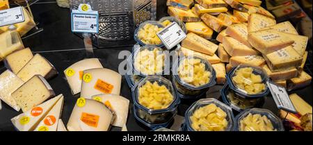 Supermarket food, cheese counter, Switzerland Stock Photo - Alamy